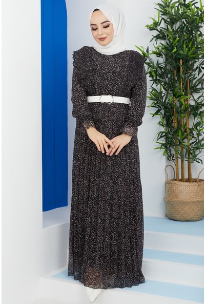 İmaj Butik Pelerin Detaylı Piliseli Tesettür Elbise/siyah İmaj Butik Pelerin Detaylı Piliseli Tesettür Elbise/siyah