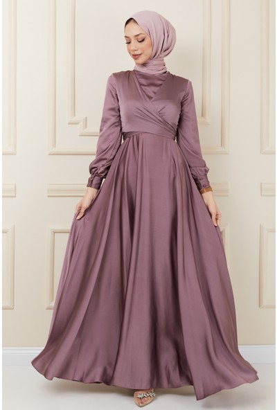 İmaj Butik Mevlana Model Saten Tesettür Abiye/gül Kurusu İmaj Butik Mevlana Model Saten Tesettür Abiye/gül Kurusu