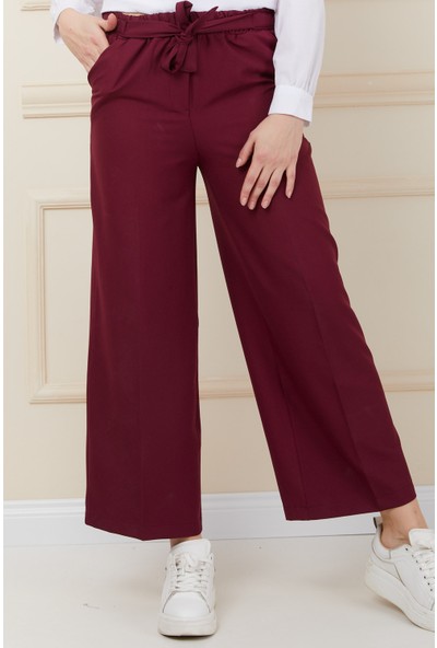 İmaj Butik Geniş Paça Cepli Pantolon/bordo
