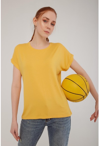 Fashion Friends 22Y0194K1 Kadın T-Shirt Hardal