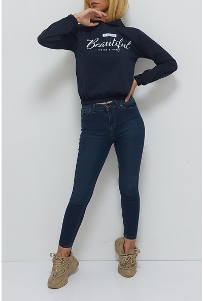 İnobag Kapüşonlu Beautiful Baskılı Sweatshirt Lacivert İnobag Kapüşonlu Beautiful Baskılı Sweatshirt Lacivert