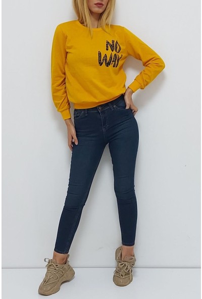 İnobag No Way Baskılı Sweatshirt Sarı