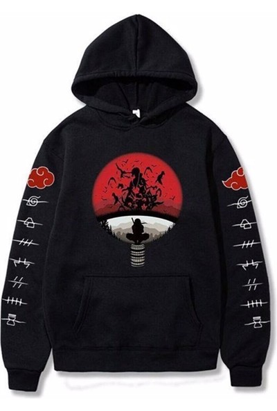 Deocept Naruto Anime Kolları Baskılı Unisex Oversize Kapüşonlu Sweatshirt