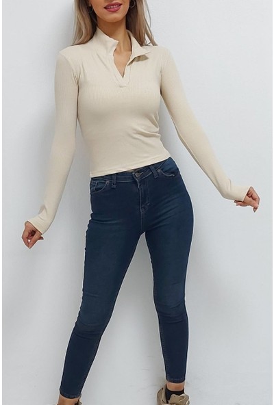 İnobag Polo Yaka Kazak Ekru