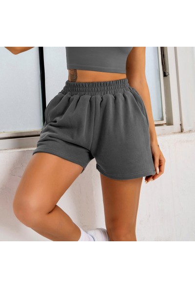 Real Me 5208 Kadın Outdoor Geniş Spor Şort - Gri/s (Yurt Dışından)