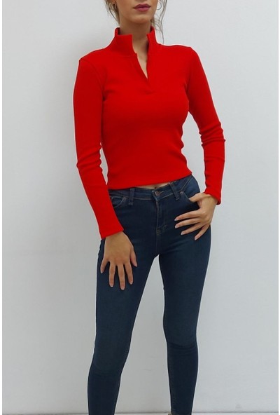 İnobag Polo Yaka Kazak Kırmızı