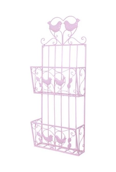 Evistro Dekoratif ferforje Duvar Rafı Gazetelik Pembe Eskitme Evistro Dekoratif ferforje Duvar Rafı Gazetelik Pembe Eskitme