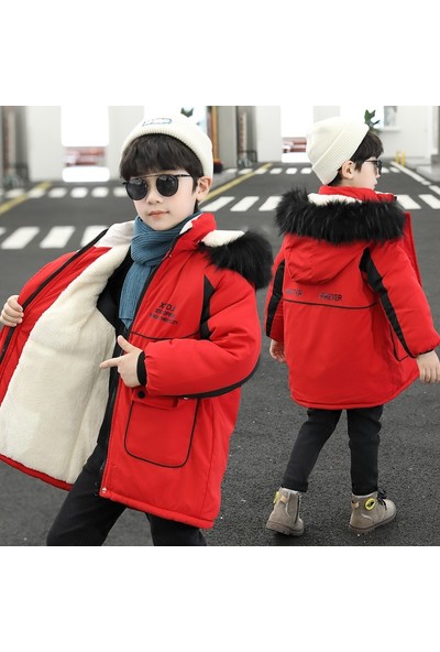 Heiqu Erkek Çocuk Pamuk Mont Kırmızı (Yurt Dışından)