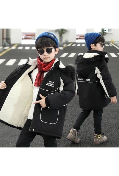 Heiqu Erkek Çocuk Pamuk Mont Siyah (Yurt Dışından)