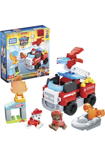 Mega Bloks PAW Patrol Marshall'ın İtfaiye Kamyonu, yürüme çağındaki çocuklar için yapı oyuncakları (34 parça) GYJ01 Mega Bloks PAW Patrol Marshall'ın İtfaiye Kamyonu, yürüme çağındaki çocuklar için yapı oyuncakları (34 parça) GYJ01