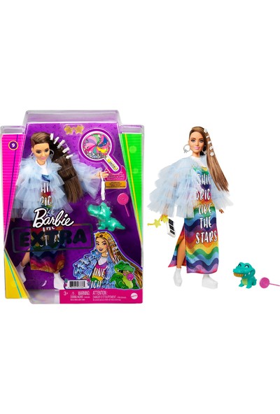 Barbie Extra Renkli Elbiseli Kumral Bebek Barbie Extra Renkli Elbiseli Kumral Bebek