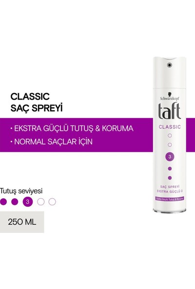 Taft Classic Ekstra Güçlü Sprey 250 ml Taft Classic Ekstra Güçlü Sprey 250 ml