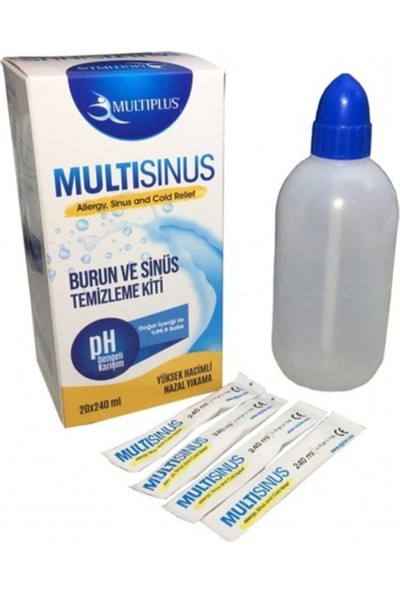 Multiplus Burun ve Sinüs Temizleme Kiti 20X240 ml 20 Adet Multiplus Burun ve Sinüs Temizleme Kiti 20X240 ml 20 Adet