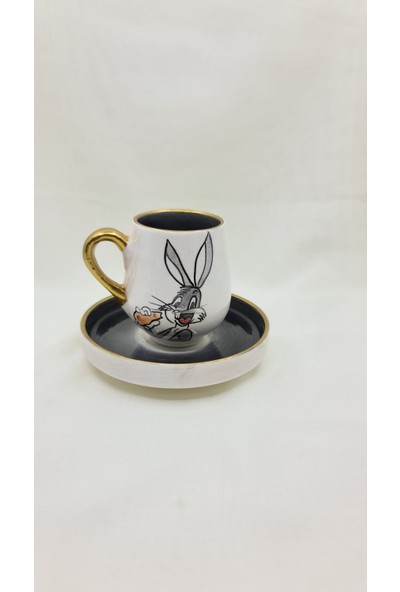 Atölye Hümanur Bugs Bunny Desenli Kahve Fincanı Atölye Hümanur Bugs Bunny Desenli Kahve Fincanı