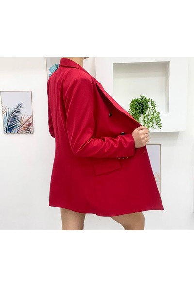 Çember Düğmeli Atlas Kumaş Blazer Ceket