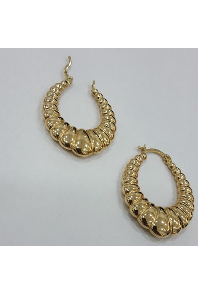 Barış Kuyumculuk Altın, Desenli , Büyük Halka Küpe