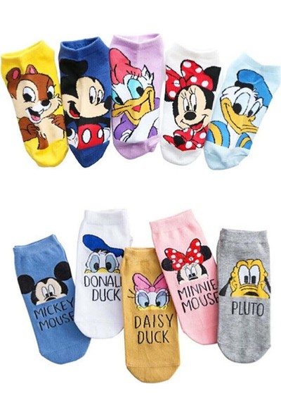 10 Çift Çok Renkli Görünmez Spor Ayakkabı Babet Çorabı