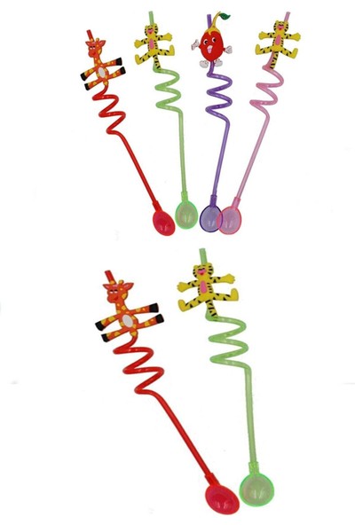 Partisüs Sihirli Pipet , Kaşıklı Dekoratif Figürlü Pipet 6 Lı Partisüs Sihirli Pipet , Kaşıklı Dekoratif Figürlü Pipet 6 Lı