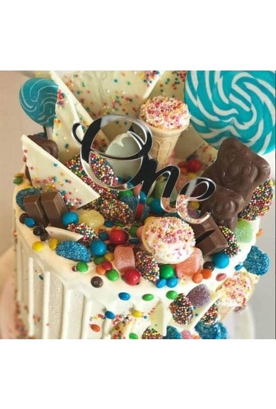 Partisüs One 1 Yaş Gümüş Pleksi Pasta Süsü Küçük Boy