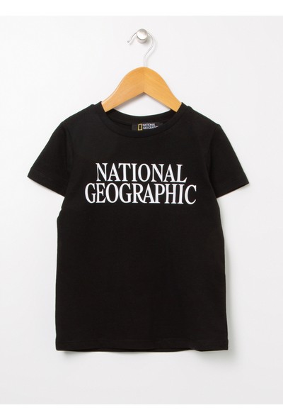 National Geographic Bisiklet Yaka Normal Kalıp Baskılı Siyah Kız Çocuk T-Shirt - Asgardgırl