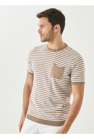 Altınyıldız Classics Bisiklet Yaka Standart Kalıp Çizgili Bej Melanj Erkek Kazak - 4A4922200007 Altınyıldız Classics Bisiklet Yaka Standart Kalıp Çizgili Bej Melanj Erkek Kazak - 4A4922200007