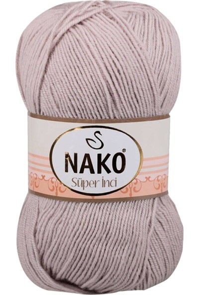 Nako Süper Inci El Örgü Ipi 100 gr Pembeli Gri 3079