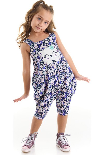 Denokids Çiçekli Kedi Kız O Tulum Denokids Çiçekli Kedi Kız O Tulum