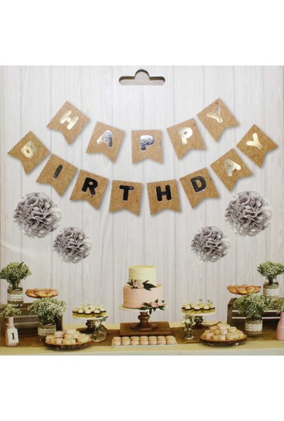 Big Party Store Karton Yazı Kraft Üzeri Gümüş Happy Birthday Big Party Store Karton Yazı Kraft Üzeri Gümüş Happy Birthday