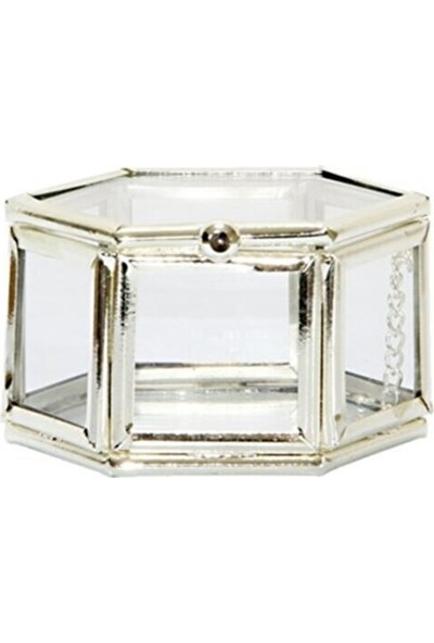 Çerçi Dede Cam Metal Altıgen Çerçeveli Sunumluk Kapaklı Sandık Çikolata Şeker ve Takı Kutusu 8x8 cm Gümüş Çerçi Dede Cam Metal Altıgen Çerçeveli Sunumluk Kapaklı Sandık Çikolata Şeker ve Takı Kutusu 8x8 cm Gümüş