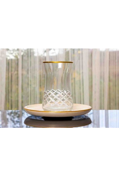 Paşabahçe 6'lı Çay Bardak Takımı Parlak Altın El Kesme Lady 4