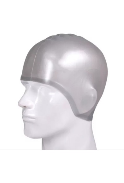 Yüzücü Bonesi Silikon Kulaklı Gri Yüzücü Bonesi