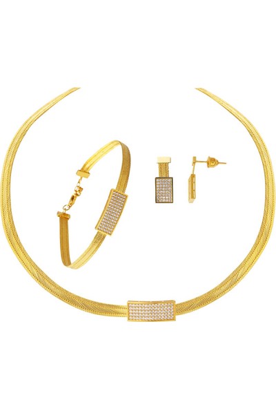 Bilezikci Trabzon Hasırı 3 Sıralı Altın Takı Seti