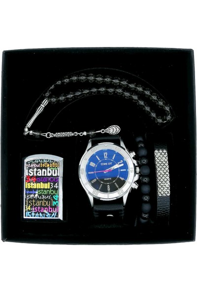 Timeist Erkek Saat Çakmak Tesbih 2 Bileklik Kombin Seti Timeist TT300