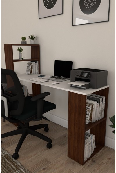 Moonlife Sima Kitaplıklı Çalışma Masası Ceviz