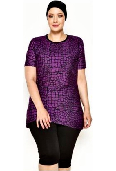 Odema Kadın Tesettür Büyük Beden Yarım Kol Mayo