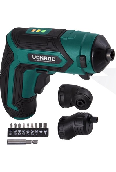 Vonroc Akülü Tornavida – 4V – Dahil. Uç Tutucu, Eksantrik ve Açılı Bağlantı, Uç Seti ve Şarj Cihazı Vonroc Akülü Tornavida – 4V – Dahil. Uç Tutucu, Eksantrik ve Açılı Bağlantı, Uç Seti ve Şarj Cihazı