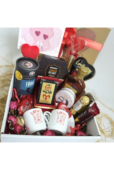 Tr Hediye Love Sevgililer Günü Çiftlere Özel Acı Tatlı Özel Tasarım Hediye Sepeti