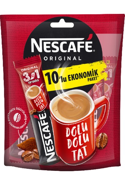 Nestle Nescafe 3'ü 1 Arada Kahve 10'lu Paket Nestle Nescafe 3'ü 1 Arada Kahve 10'lu Paket