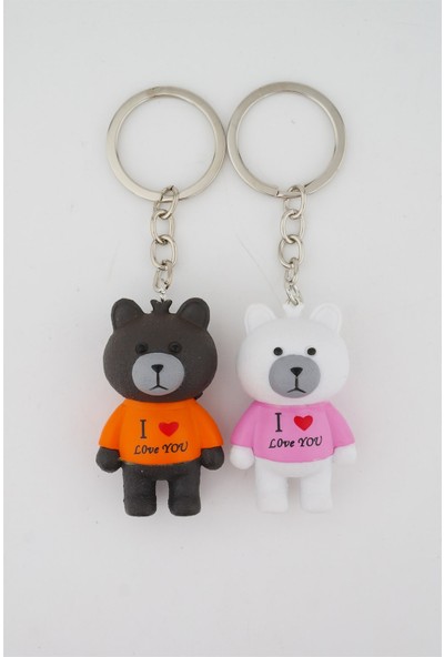 By Zeyna Aksesuar Ikili Ayıcık Figürlü Sevgili Anahtarlığı