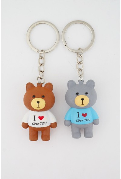 By Zeyna Aksesuar Ikili Ayıcık Figürlü Sevgili Anahtarlığı