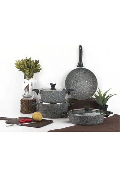 Taç Master Cook 7 Parça Granit Tencere Seti Gri TAC-3454(K)