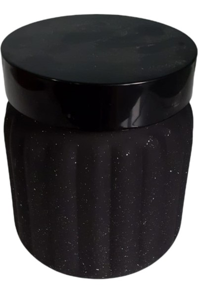 Herevin Çizgili Simli Mat Siyah Kavanoz 1 Litre