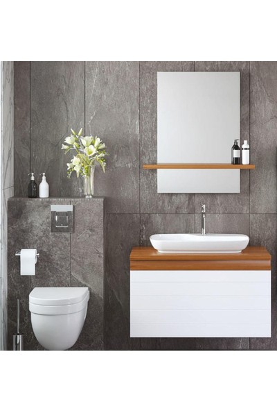 Denko Venüs 95 cm Mdf Beyaz Banyo Dolabı Takımı