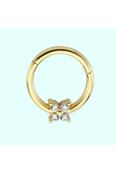 SembolGold Altın Halka Piercing Dört Taş Tohum 14 Ayar SembolGold Altın Halka Piercing Dört Taş Tohum 14 Ayar
