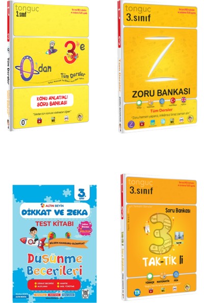 Tonguç Akademi Yayınları 3. Sınıf Konu Anlatımlı+Zoru Bankası+Taktikli Soru+Dikkat Zeka Test Kitabı Tonguç Akademi Yayınları 3. Sınıf Konu Anlatımlı+Zoru Bankası+Taktikli Soru+Dikkat Zeka Test Kitabı