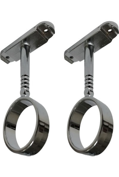 Aska Düz Flanşlı Lüks Yuvarlak Krom Dolap Askı Aparatı - Boru Çapı 25 mm (2 Adet)