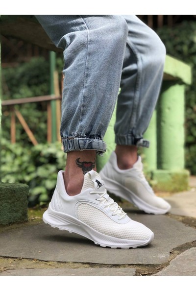 Bkmc Triko Yüksek Taban Tarz Sneakers Beyaz Erkek Spor Ayakkabısı BA0333