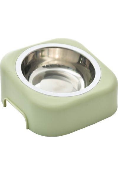 Go İthalat Mikopet Eğimli Çelik Kedi Köpek Mama Kabı -Yeşil