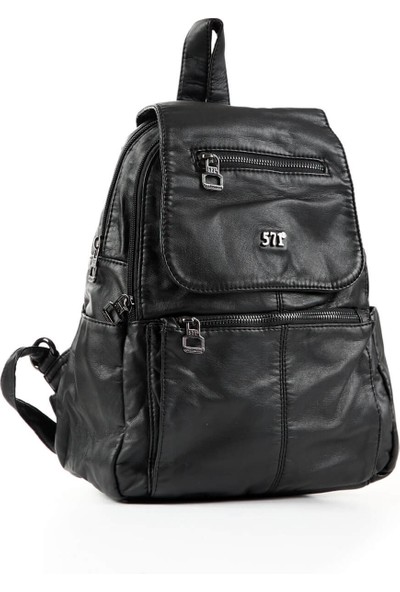 Aslan Çanta Siyah Bess Çok Işlevli Yedi Cepli Sırt Çantası