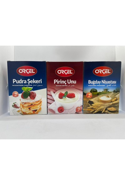 Orçel Pudra Şekeri125 gr + Buğday Nişastası 200 gr + Pirinç unu 200 gr Set